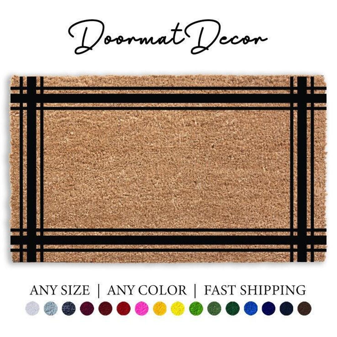 Plaid Border Doormat Custom Flocked Coir Welcome Mat Unique ...