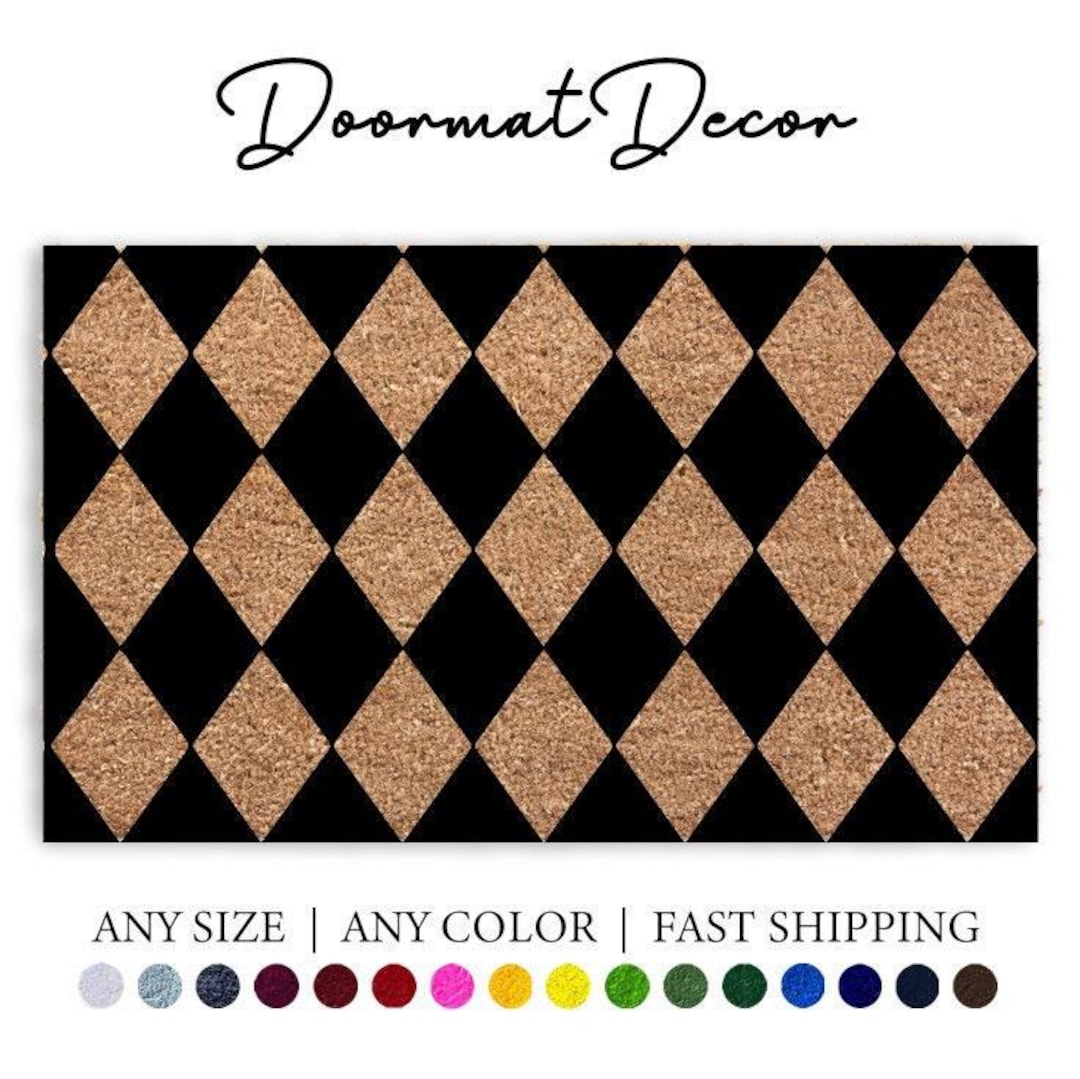 Diamond Pattern Flocked Coir Doormat Personalized Outdoor Rug Stylish ...
