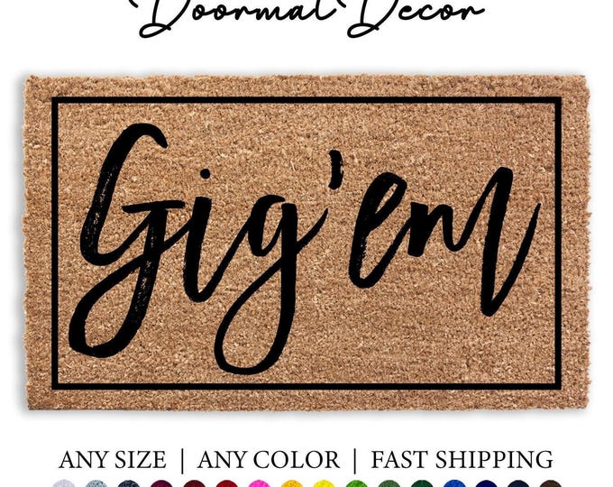 Custom Hand Lettered Gig Em Metal Sign - Farmhouse Texas A and M Aggie ...