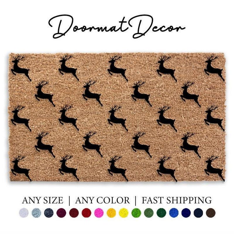 Reindeer Christmas Mat - Etsy