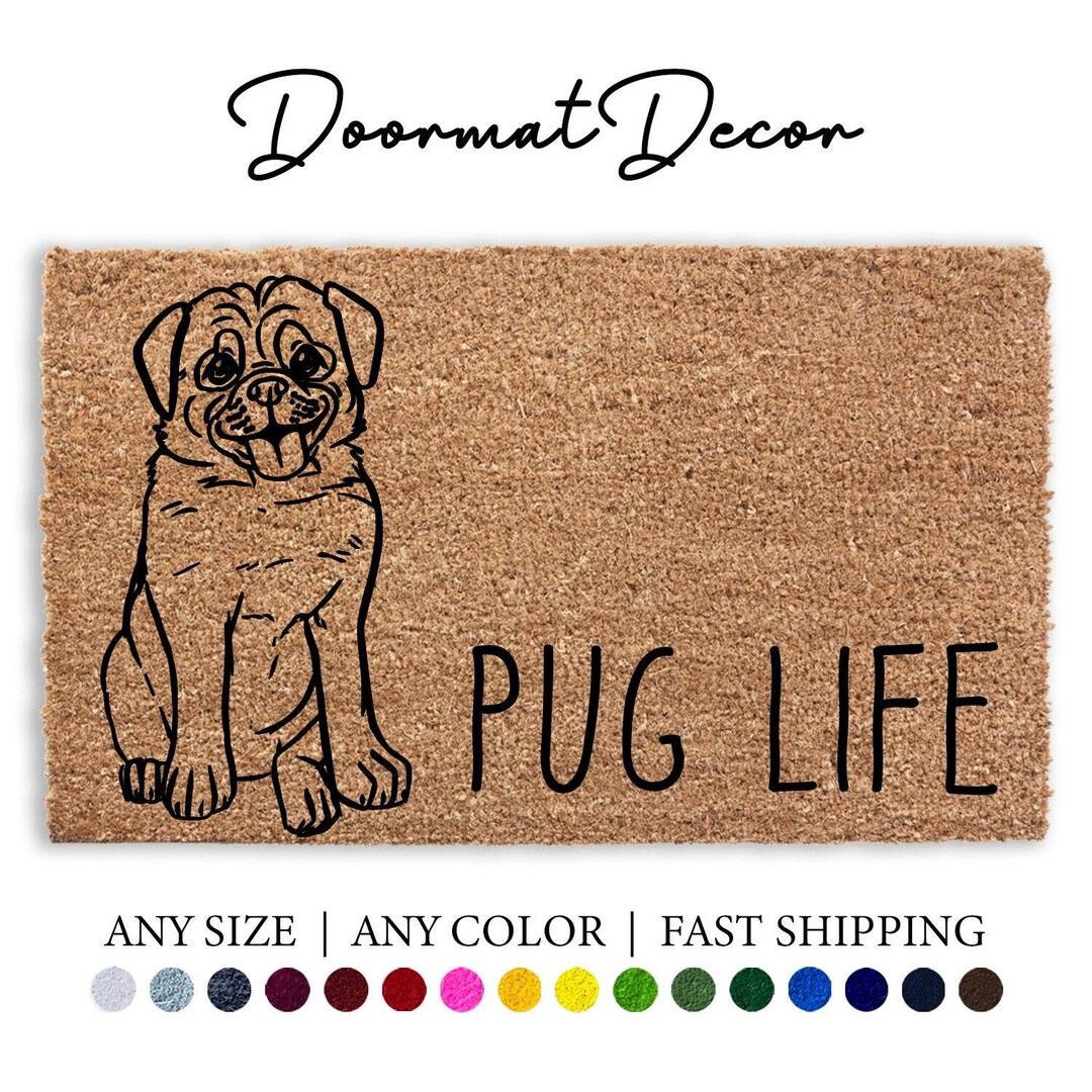 Pug Life Doormat Funny Dog Welcome Mat for Pet Lovers Double Door ...
