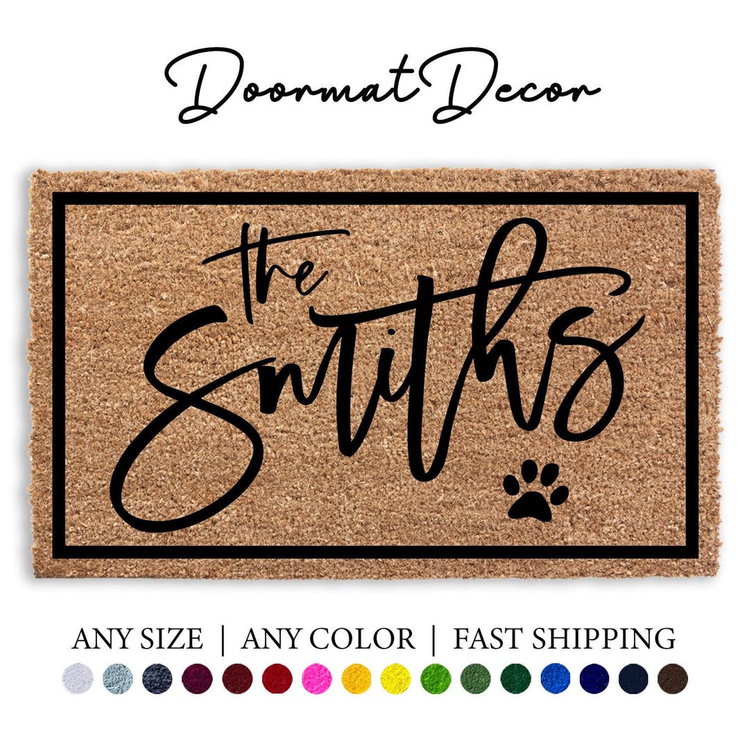 Paw Print Doormat Custom Dog Gift Flocked Coir Welcome Mat - Etsy