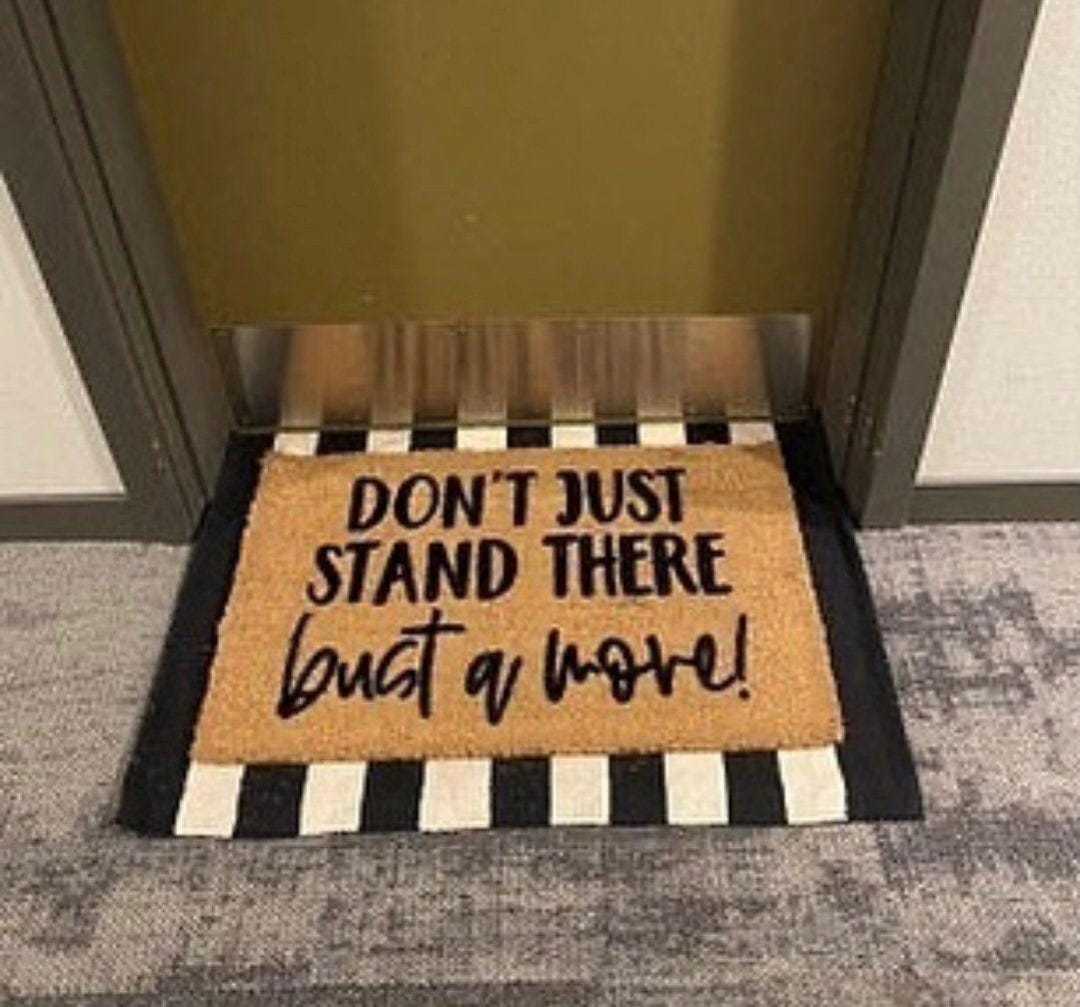Funny BUST A MOVE Doormat Personalized Flocked Coir Welcome Mat for Any ...