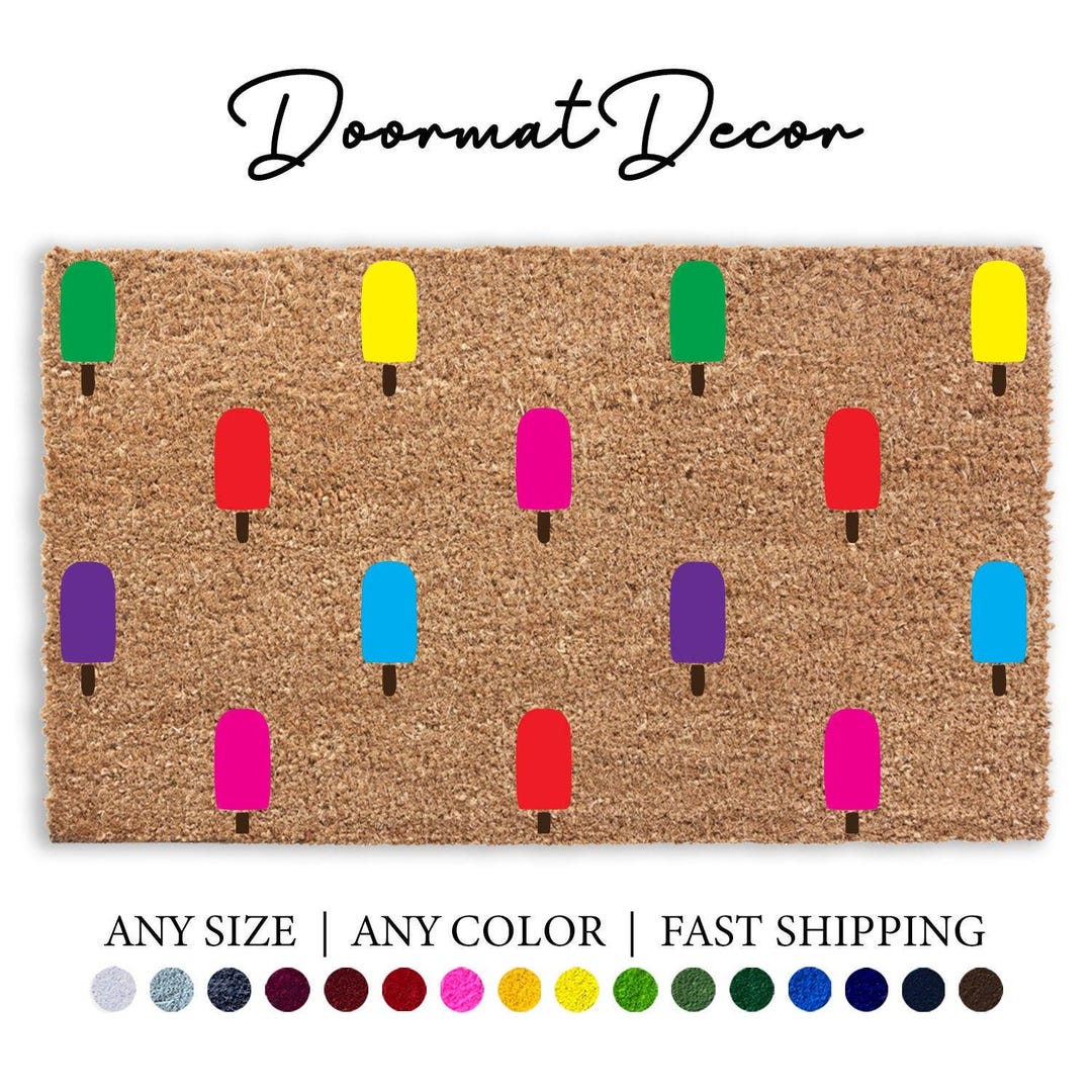 Colorful Popsicle Doormat Summer Welcome Mat for Front Door Flocked ...