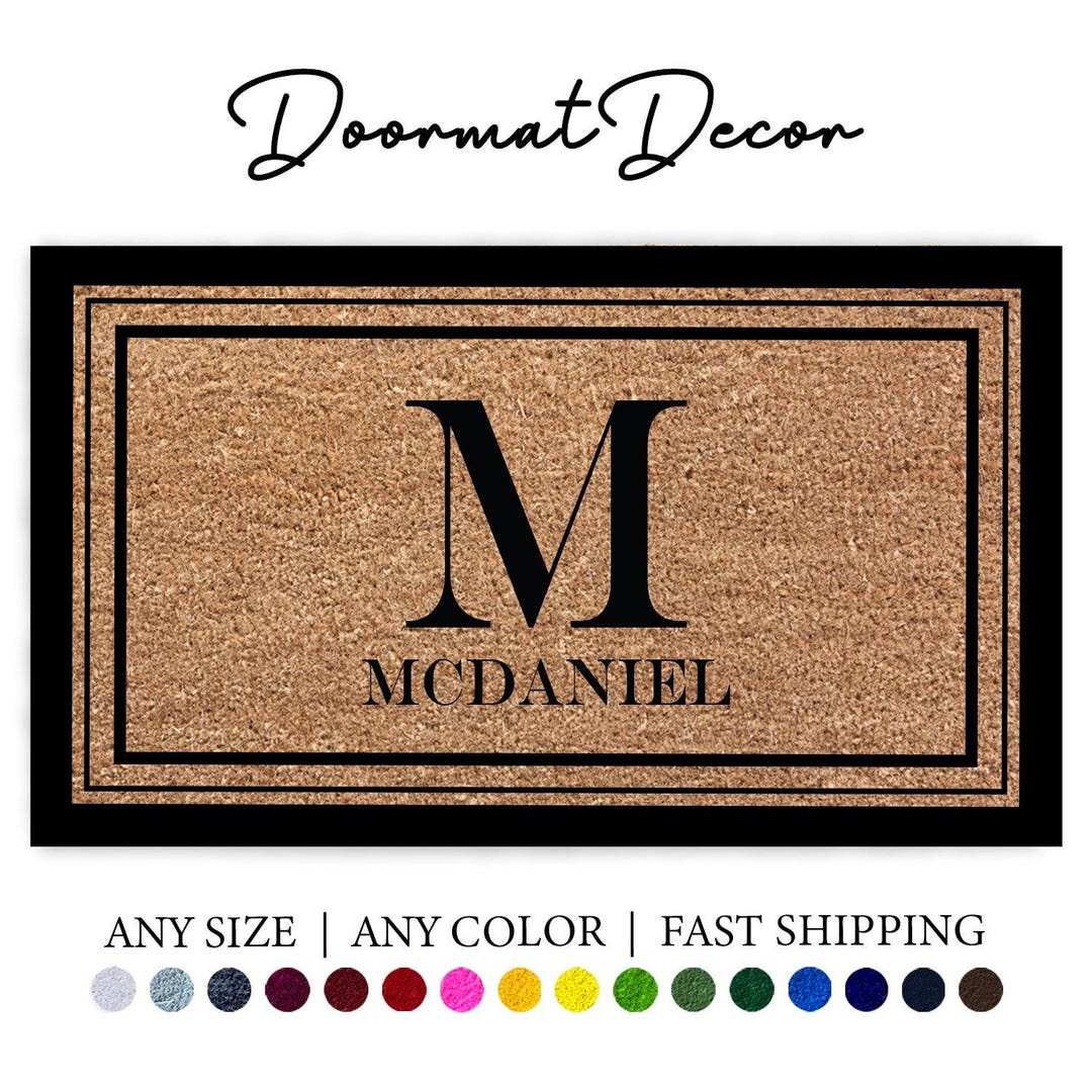 Personalized Monogram Last Name Doormat Flocked Coir Welcome Mat for ...