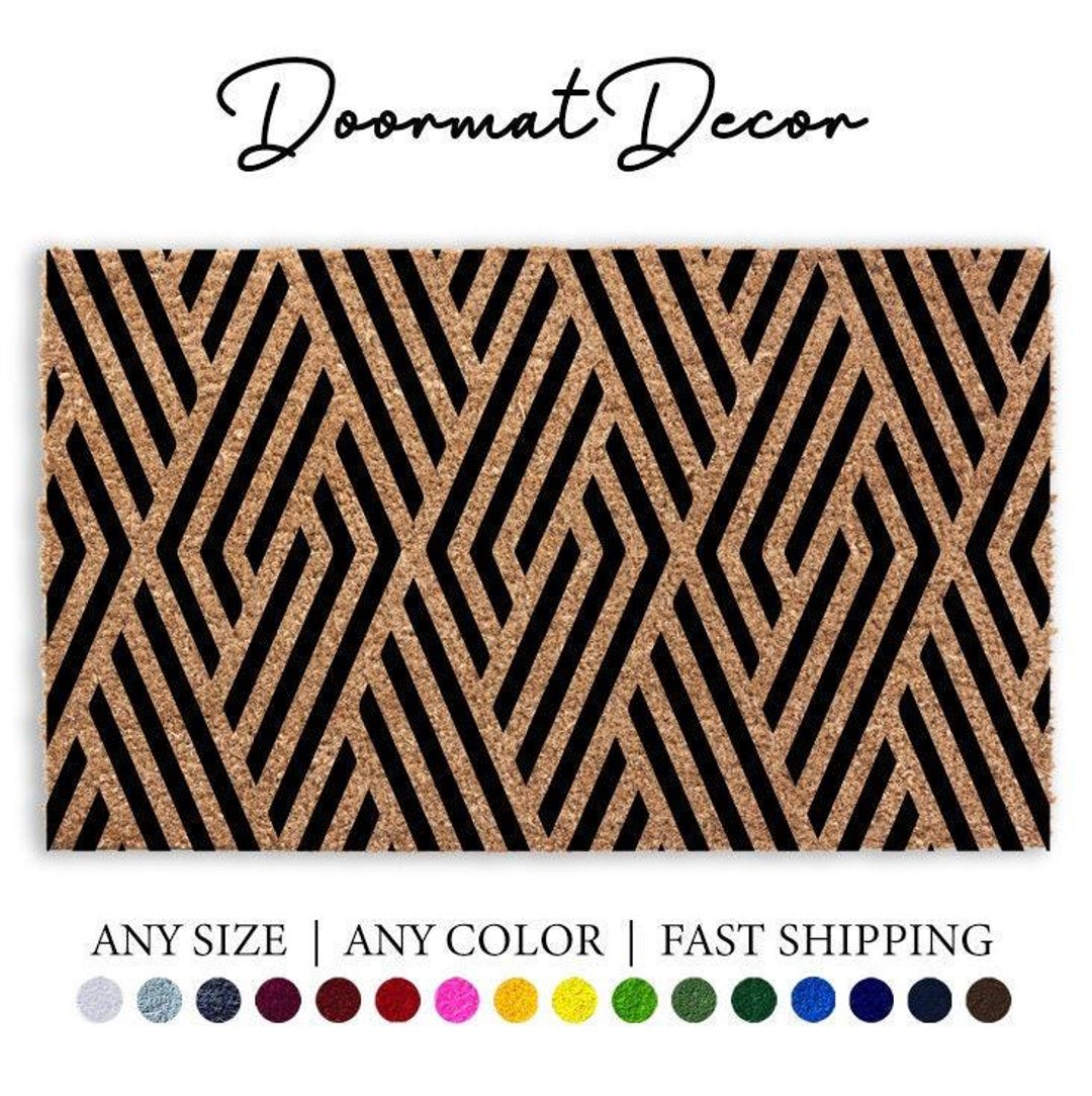 Geometric Pattern Welcome Doormat Modern Minimalist Flocked Coir Rug - Etsy