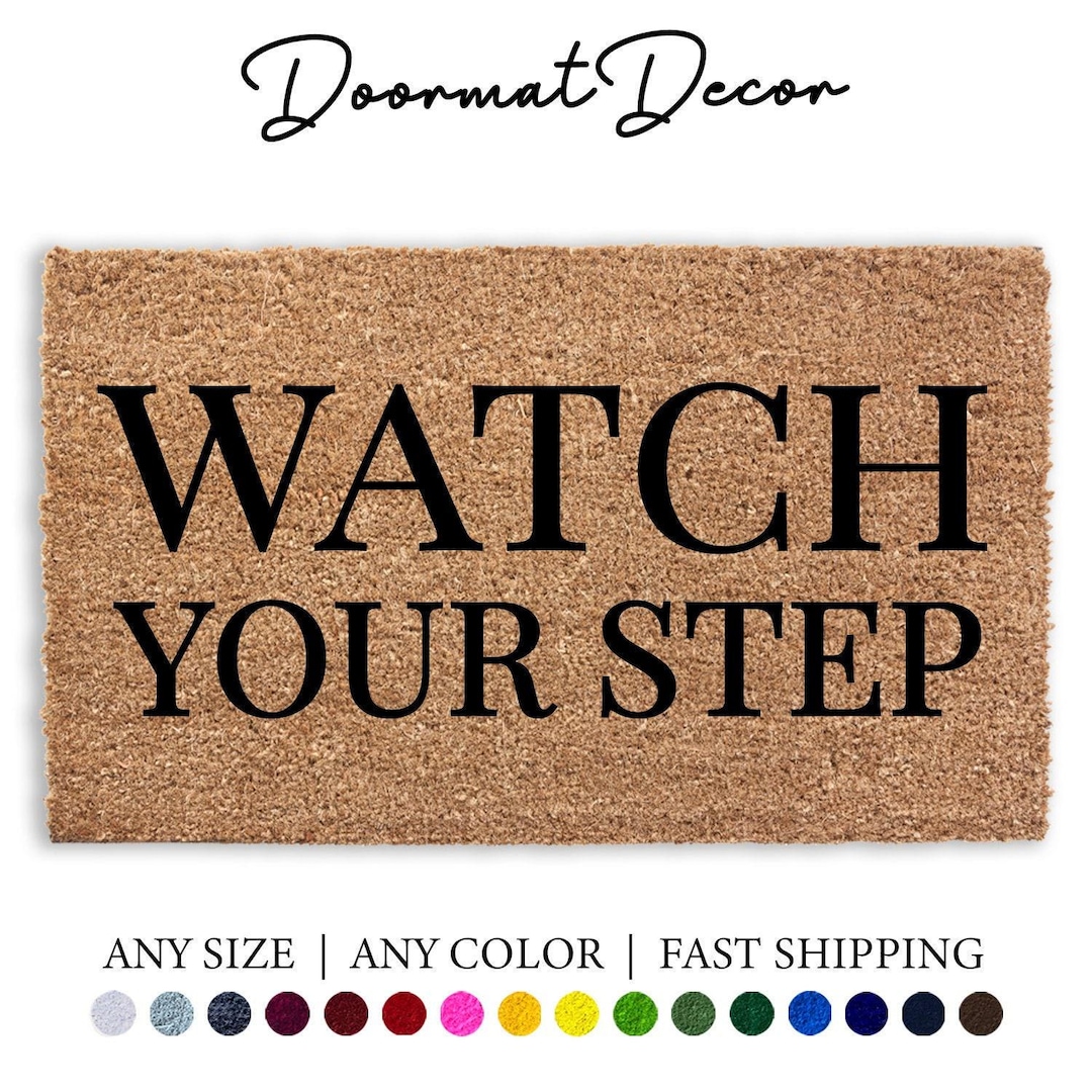 Caution Step Doormat Personalized Welcome Mat for Steps Stairs Flocked ...