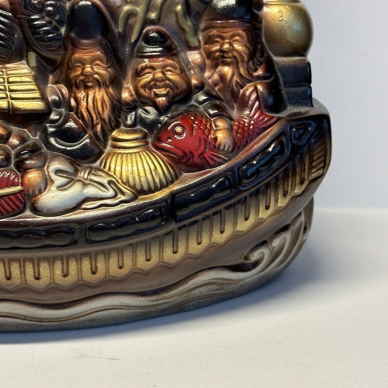 Japanese Seven Lucky Gods Treasure Boat Takarabune Coin Bank Etsy