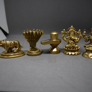 Set of Five Indian Gods, Lord Ganesha , Shive Ling of Goddess Shiva ...