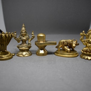 Set of Five Indian Gods, Lord Ganesha , Shive Ling of Goddess Shiva ...