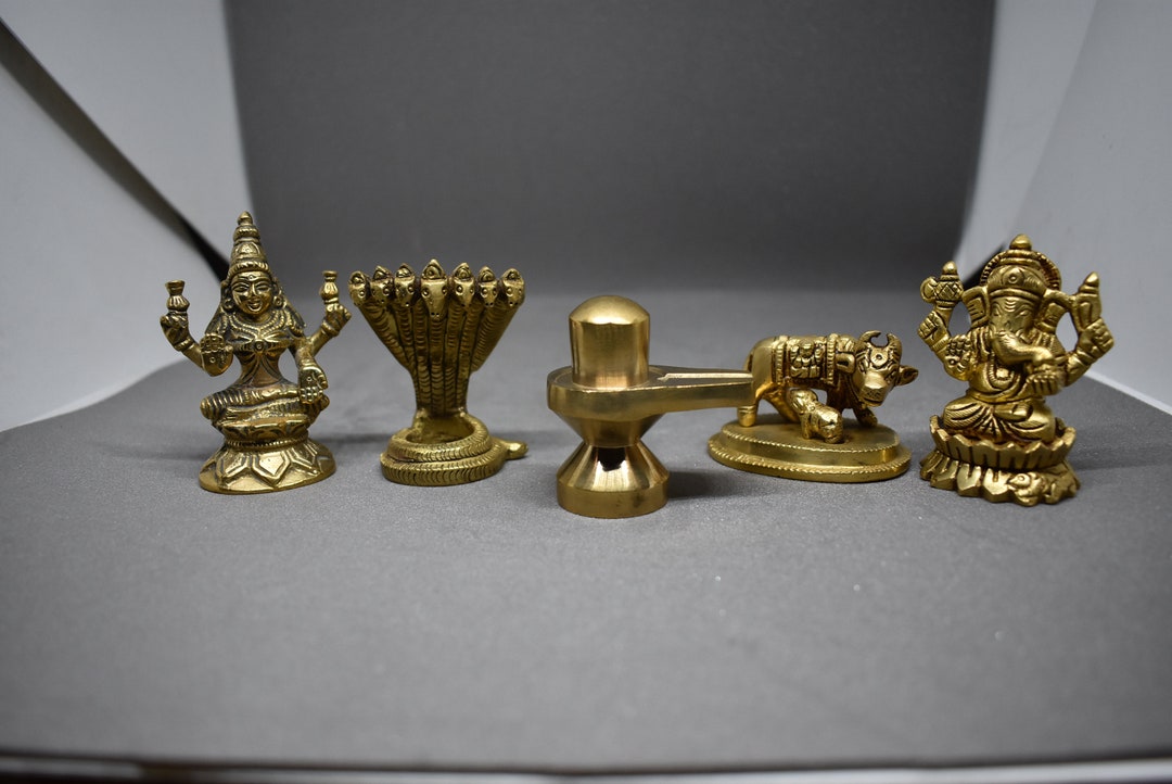 Set of Five Indian Gods, Lord Ganesha , Shive Ling of Goddess Shiva ...