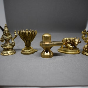 Set of Five Indian Gods, Lord Ganesha , Shive Ling of Goddess Shiva ...