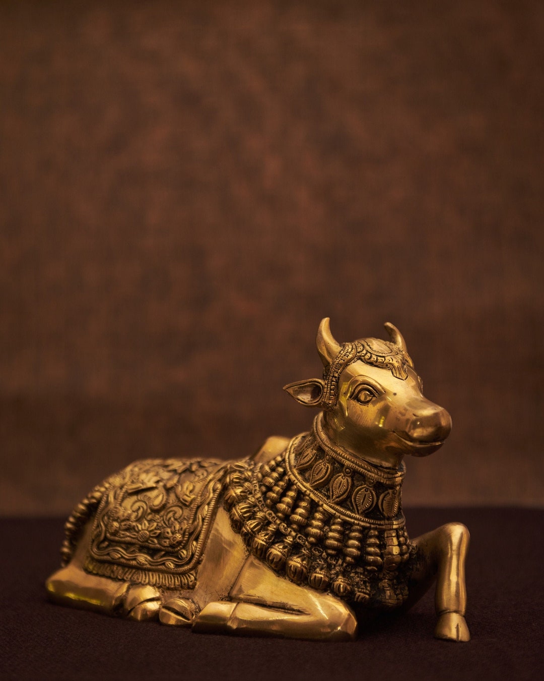 Brass Carved Holy Cow Statue Beautiful Detailed Nandi Ornament Handmade ...