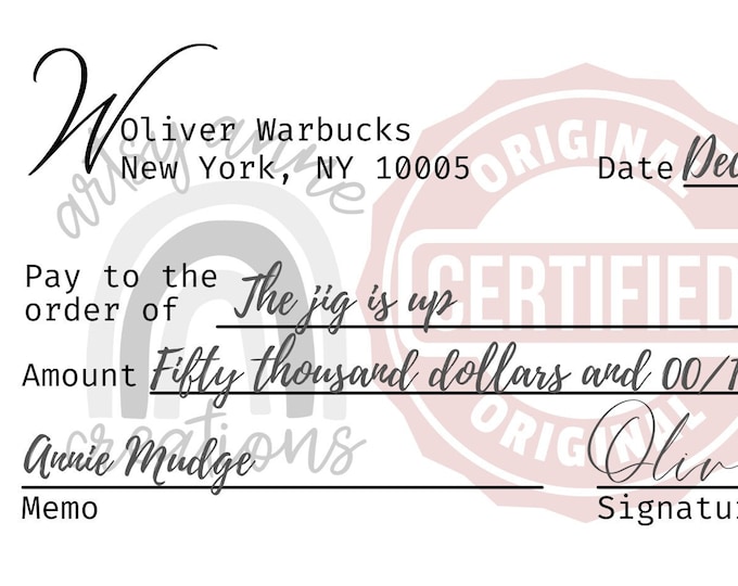 Annie Oliver Warbucks Certified Check the Jig is Up - Etsy