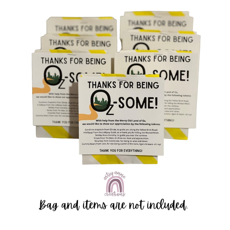 Wizard of Oz Thank You Gift Tag / Oz-some / Ozsome / Gift Basket ...