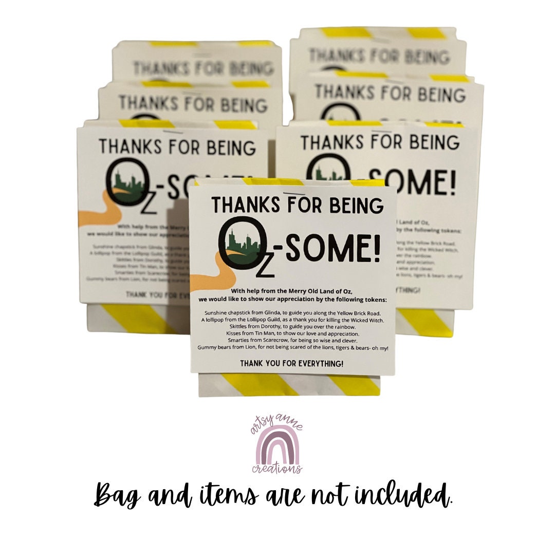 Wizard of Oz Thank You Gift Tag / Oz-some / Ozsome / Gift Basket ...