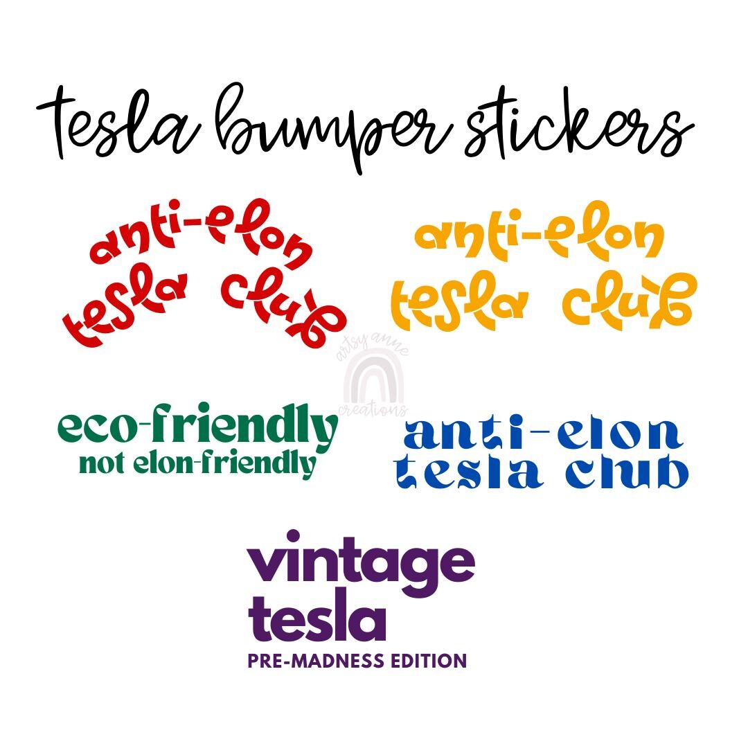 Anti-elon Tesla Club & Cybertruck Decals | Funny Tesla Bumper Stickers ...