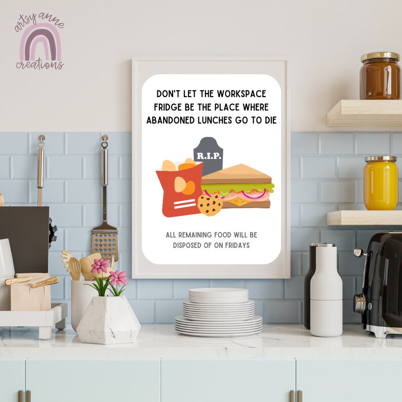 Fridge Sign / Workplace Fridge Sign / Work Fridge Clean Dispose / Lunch ...