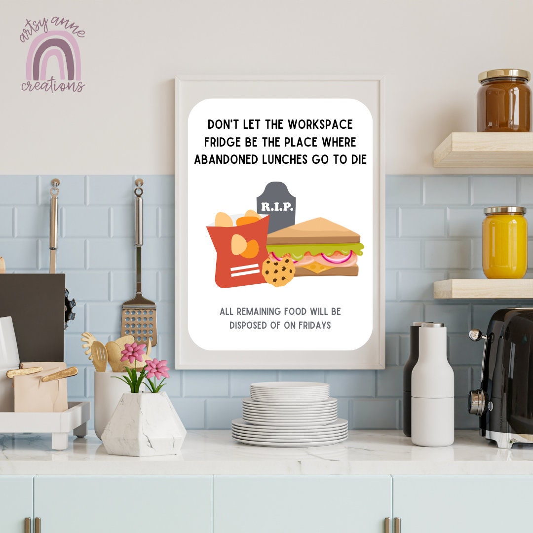 Fridge Sign / Workplace Fridge Sign / Work Fridge Clean Dispose / Lunch ...