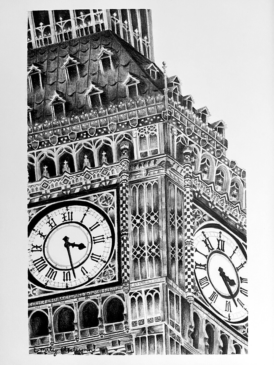 Big Ben Clock Drawing | London Decor - Etsy UK