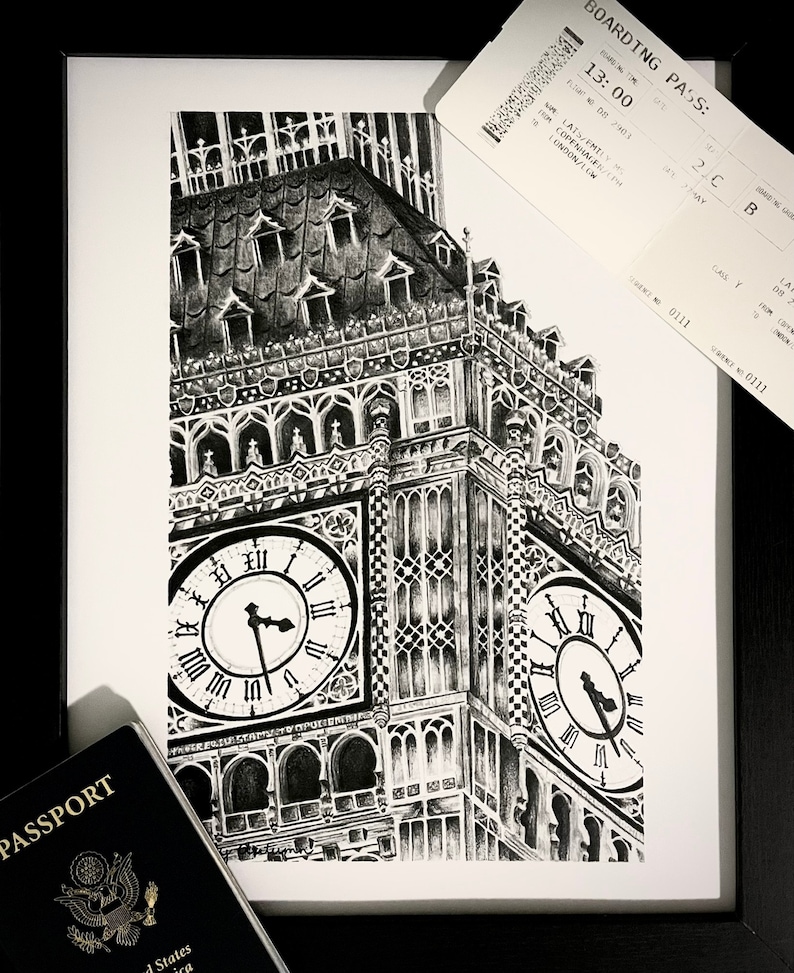 Big Ben Clock Drawing | London Decor - Etsy UK