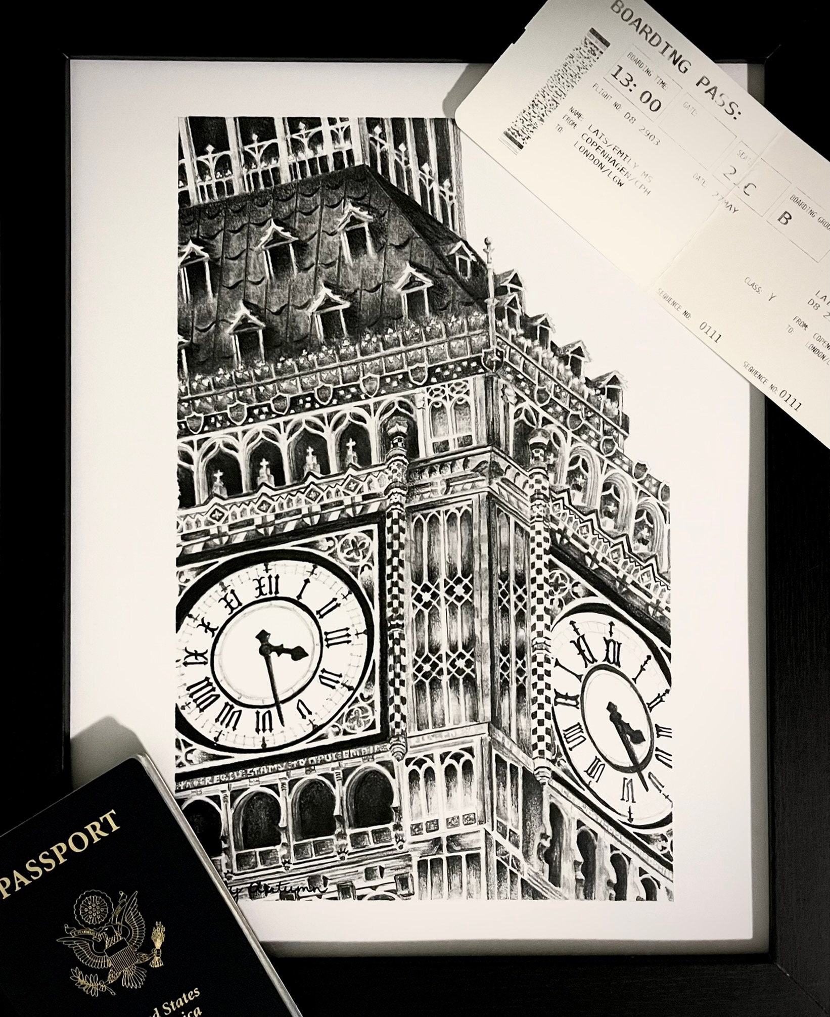 Big Ben Clock Drawing | London Decor - Etsy UK