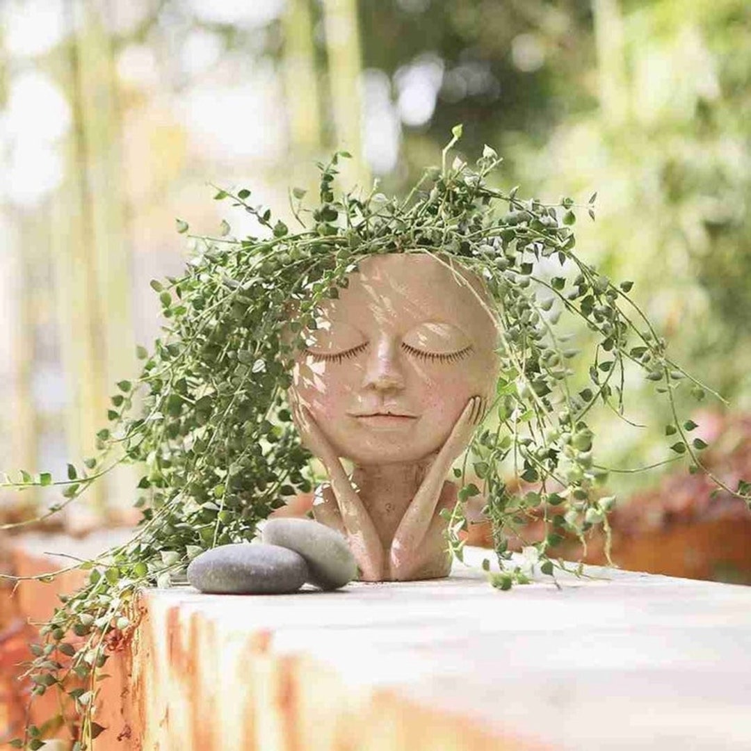 Girl Face Flower Planter Pot Head Flower Vase Nordic Flower Vase ...