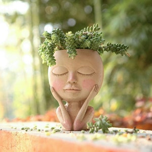 Girl Face Flower Planter Pot Head Flower Vase Nordic Flower Vase ...
