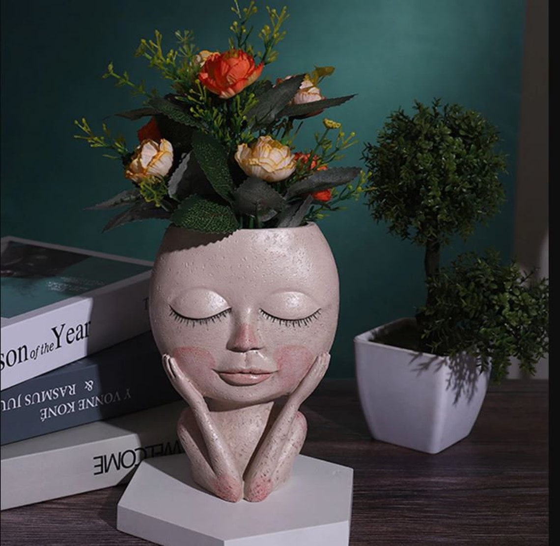 Girl Face Flower Planter Pot Head Flower Vase Nordic - Etsy