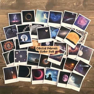 36 Piece Celestial Polaroids Sticker Pack, Junk Journal, Celestial ...