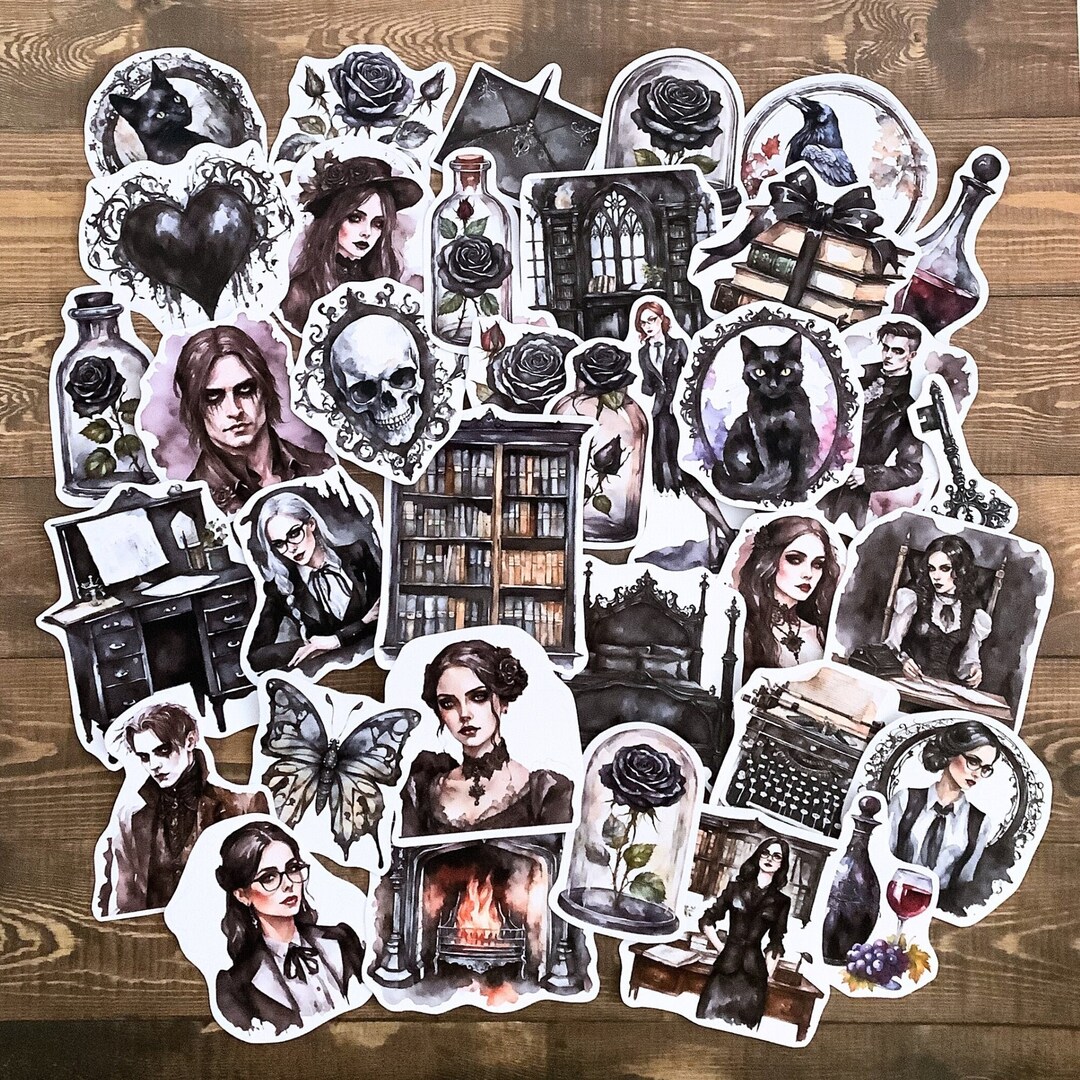 Dark Academia Sticker Pack, Gothic Stickers, Gothic Journal, Gothic ...