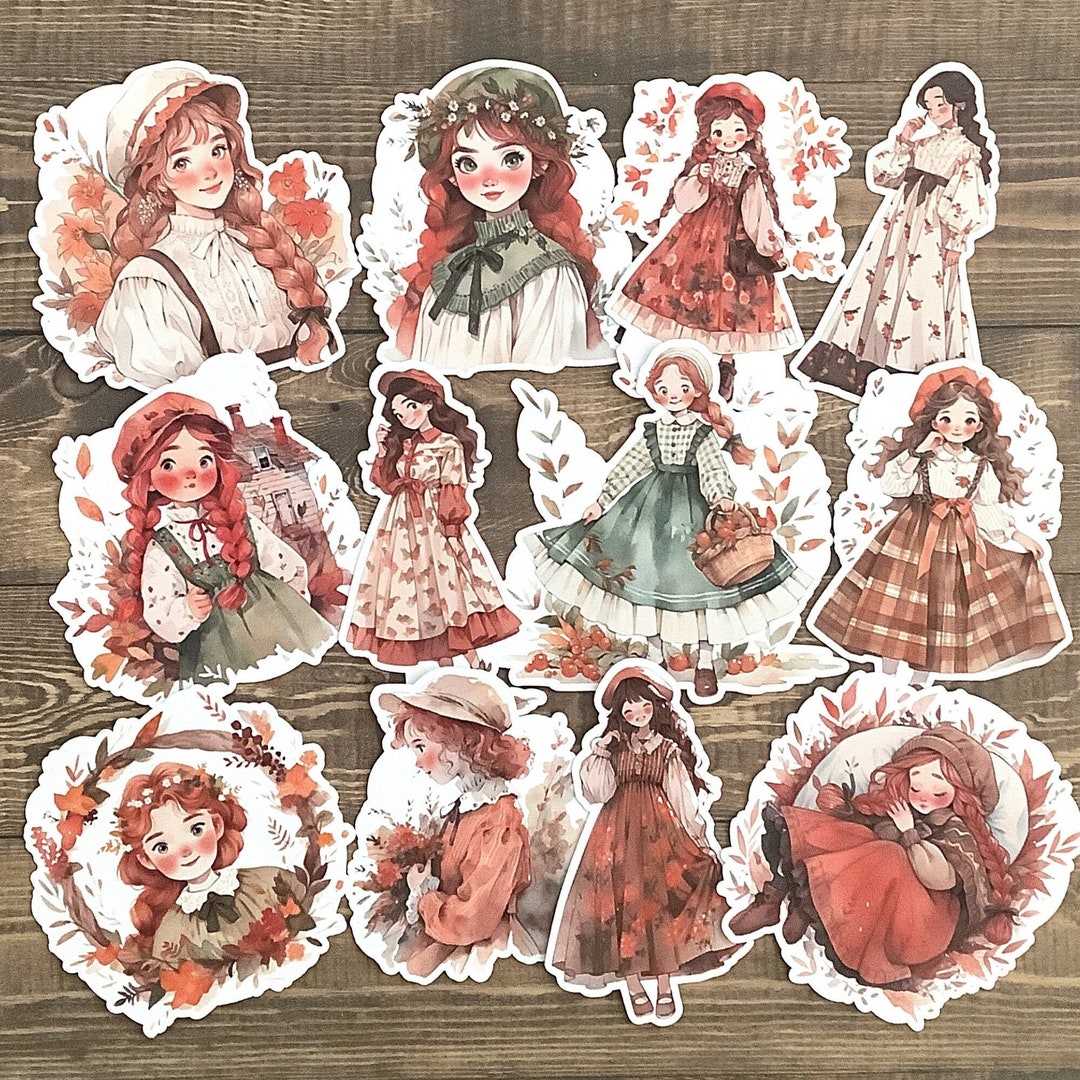 Cute Girl Stickers, Junk Journal Kit, Girl Stickers, Cozy Stickers ...