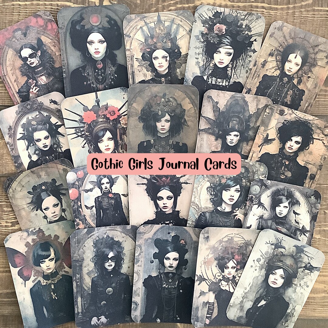 20 Piece Gothic Girls Themed Journal Cards, Atc's, Art Cards, Gothic ...