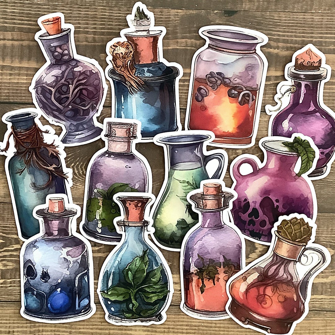 Potion Bottle Stickers, Junk Journal Stickers ,apothecary Stickers ...