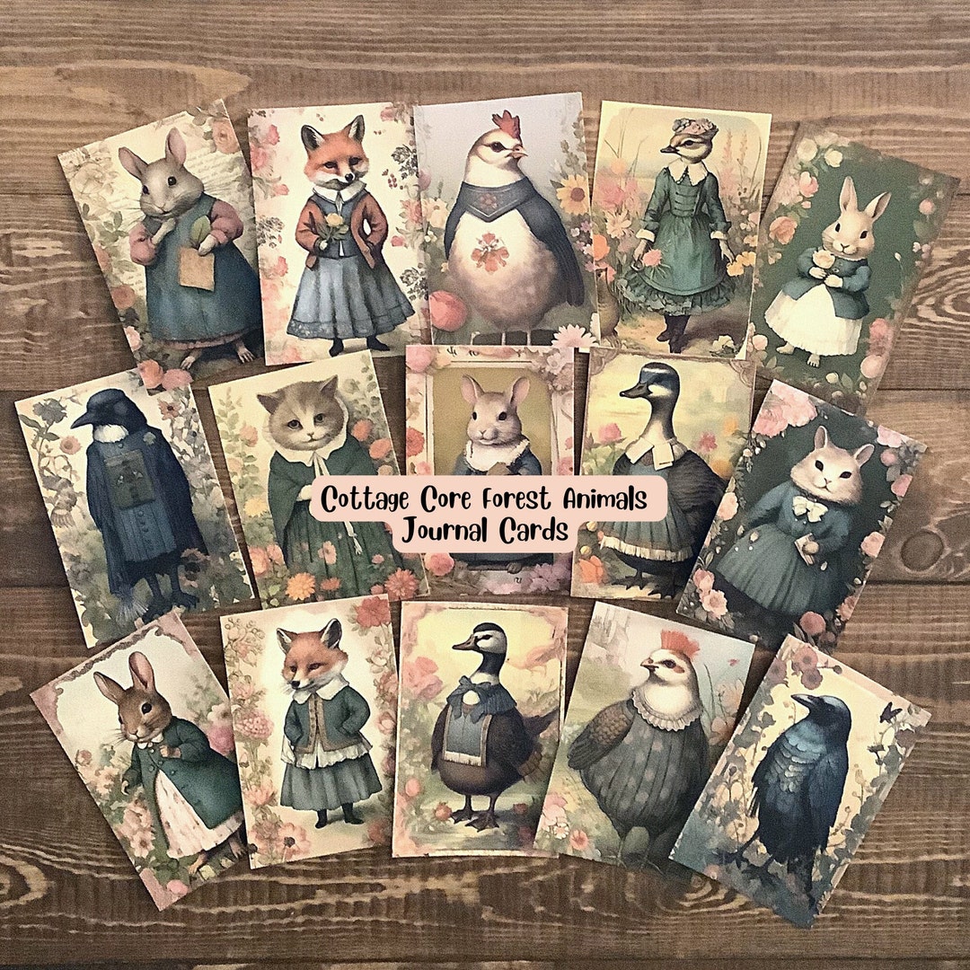 Cottage Core Forest Animals Themed Journal Cards, Atc's, Art Cards ...