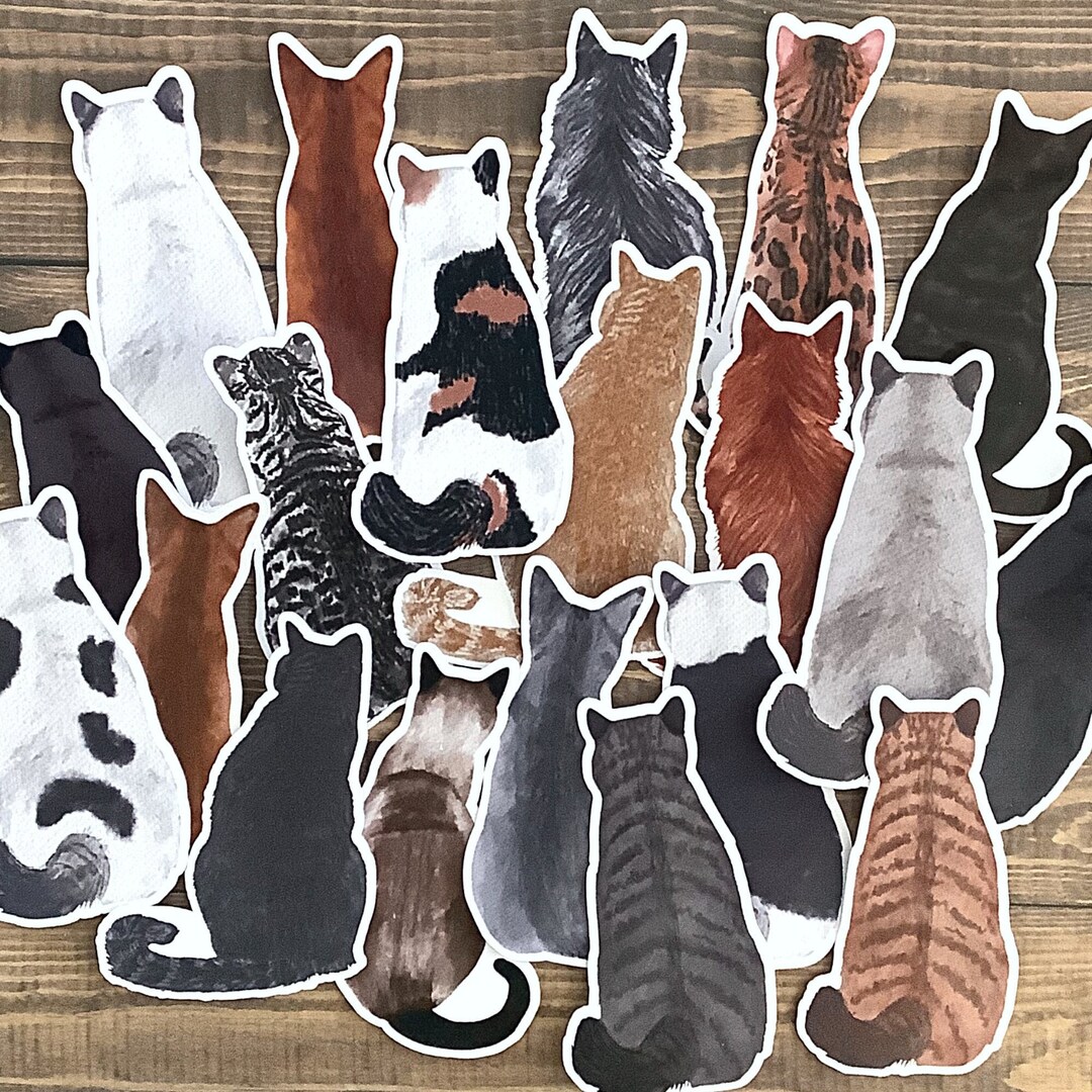 Watercolour Cats Sticker Pack, Junk Journal, Cat Stickers, Cat Lovers ...