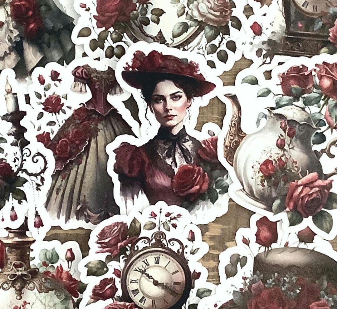 Dark Red Victorian Sticker Pack, Junk Journal, Gothic Stickers ...