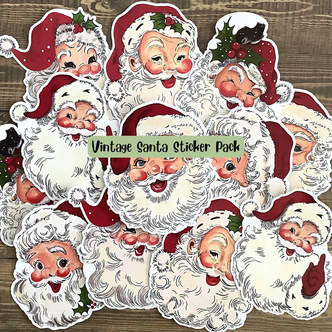 Vintage Santa Sticker Pack, Junk Journal, Christmas Stickers, Santa ...