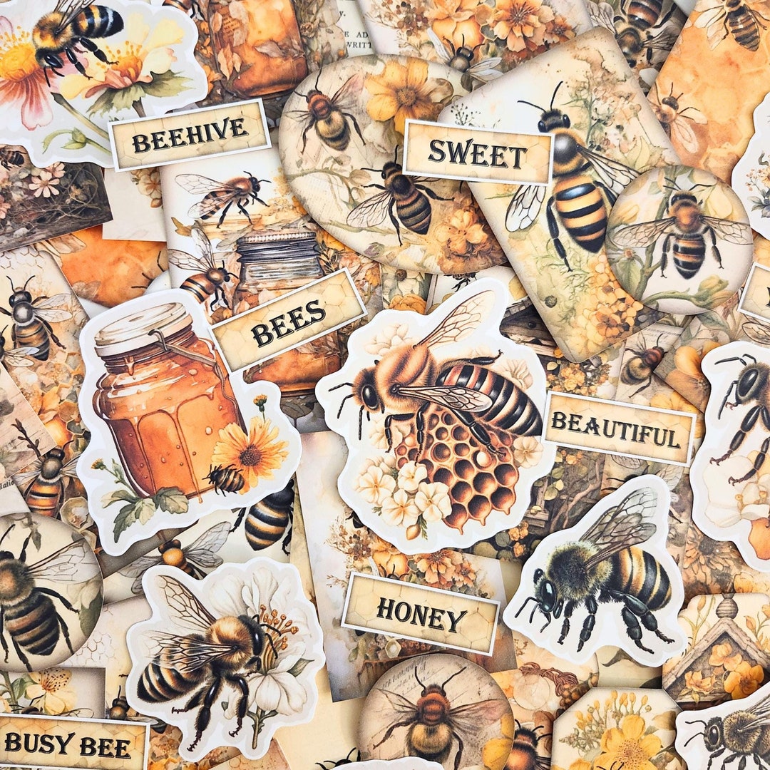Vintage Style Bee Themed Ephemera Set, Scrapbooking, Junk Journaling ...