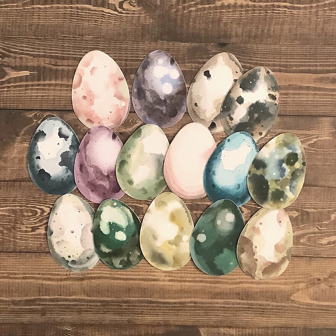 Watercolour Eggs Themed Sticker Pack, Junk Journal, Easter Stickers ...