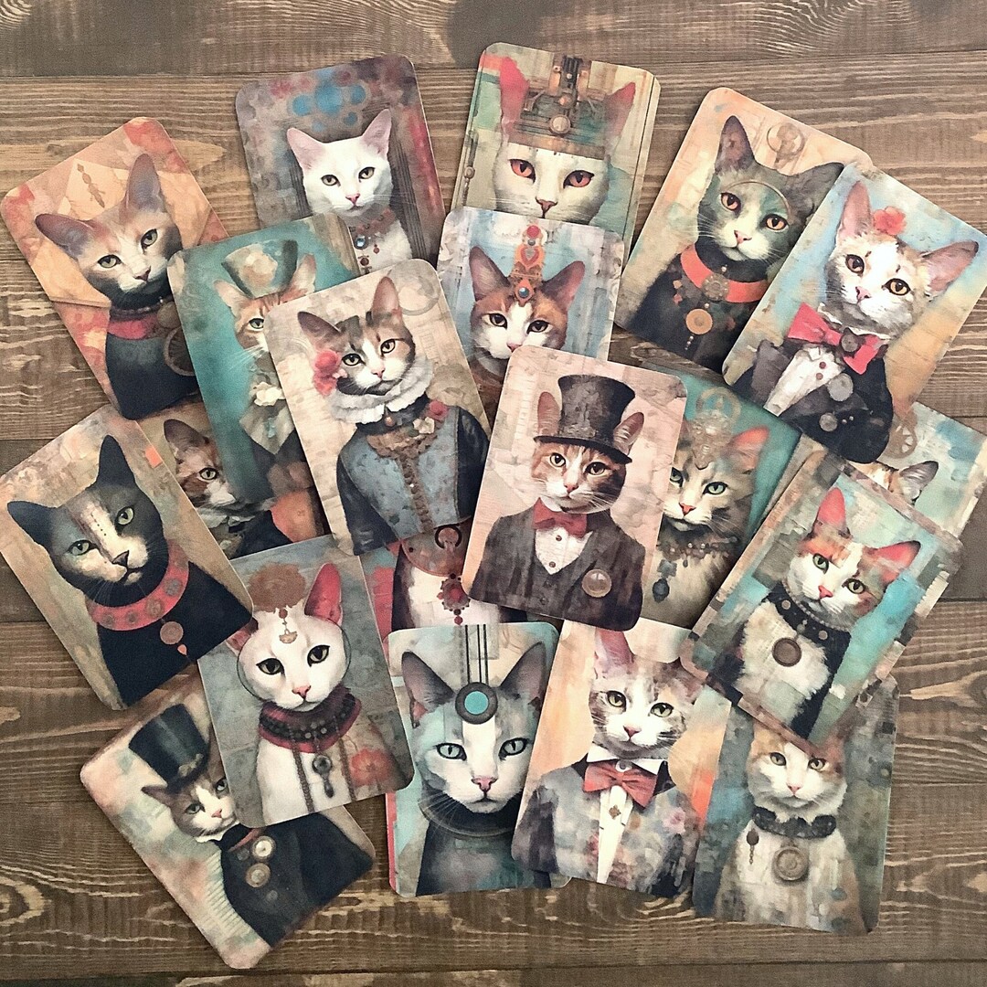 20 Piece Regal Cats Themed Journal Cards, Atc's, Art Cards, Cat Journal ...
