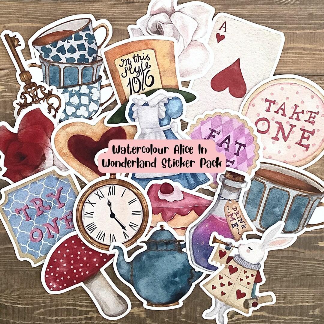 Watercolour Style Alice in Wonderland Sticker Pack Junk - Etsy