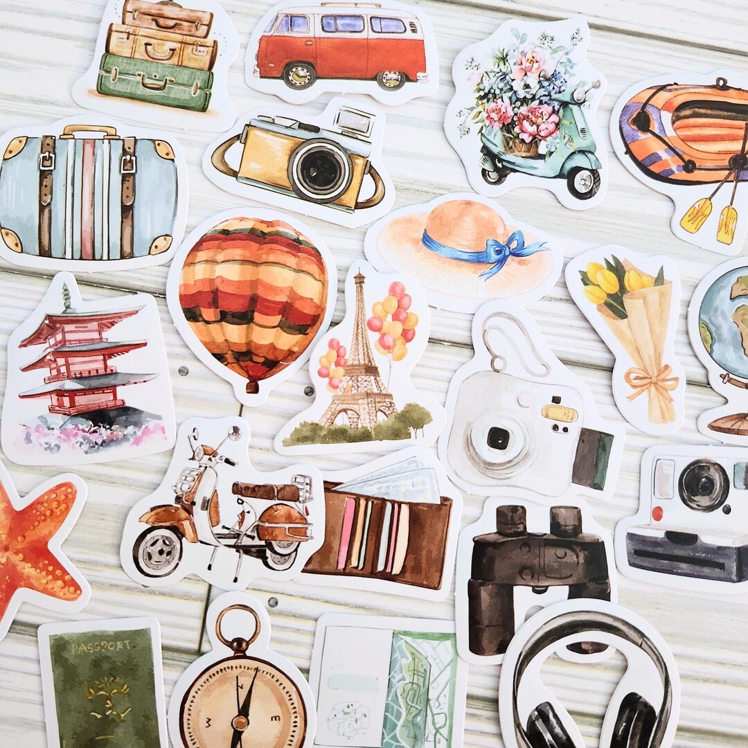 Mini Travel Journal Sticker Pack, Junk Journal, Cute Stickers, Junk ...