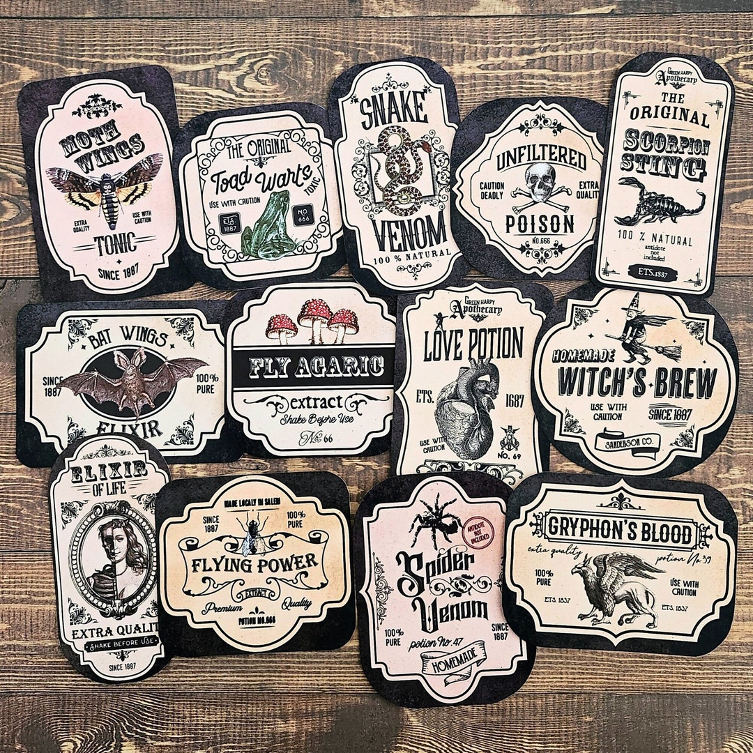 Witch Apothecary Bottle Labels Sticker Pack, Junk Journal, Apothecary ...