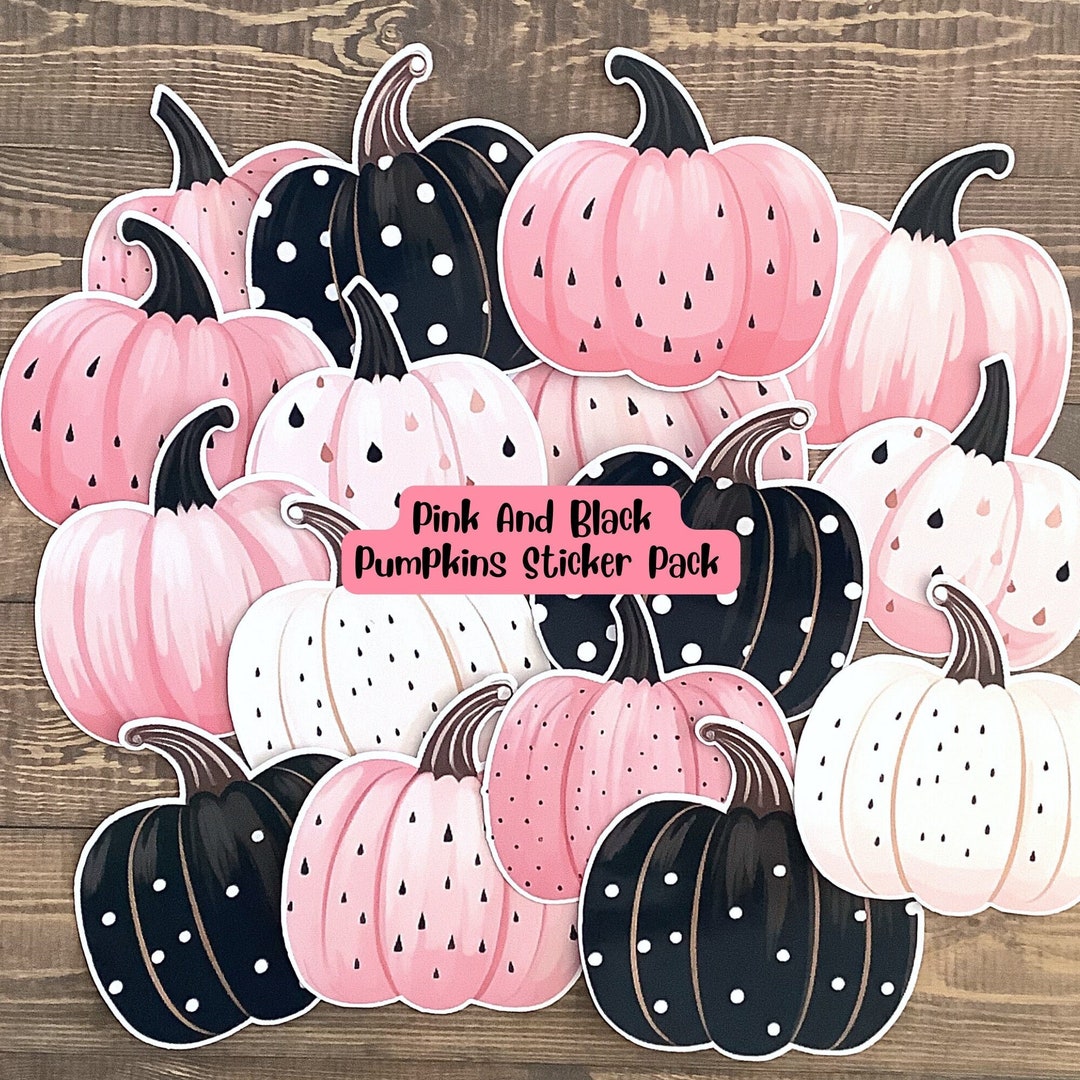 Pink and Black Pumpkins Sticker Pack Junk Journal Halloween - Etsy