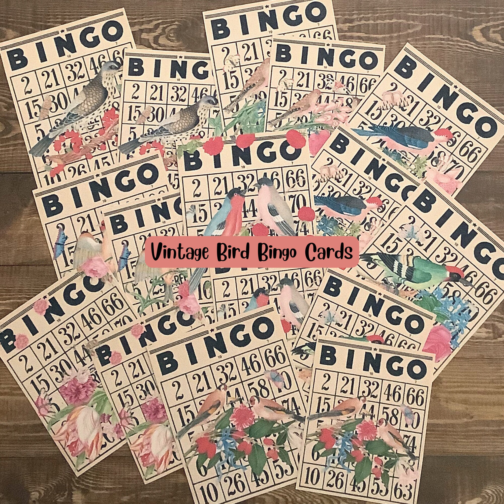 Vintage Style Bird Themed Bingo Card Set Vintage - Etsy