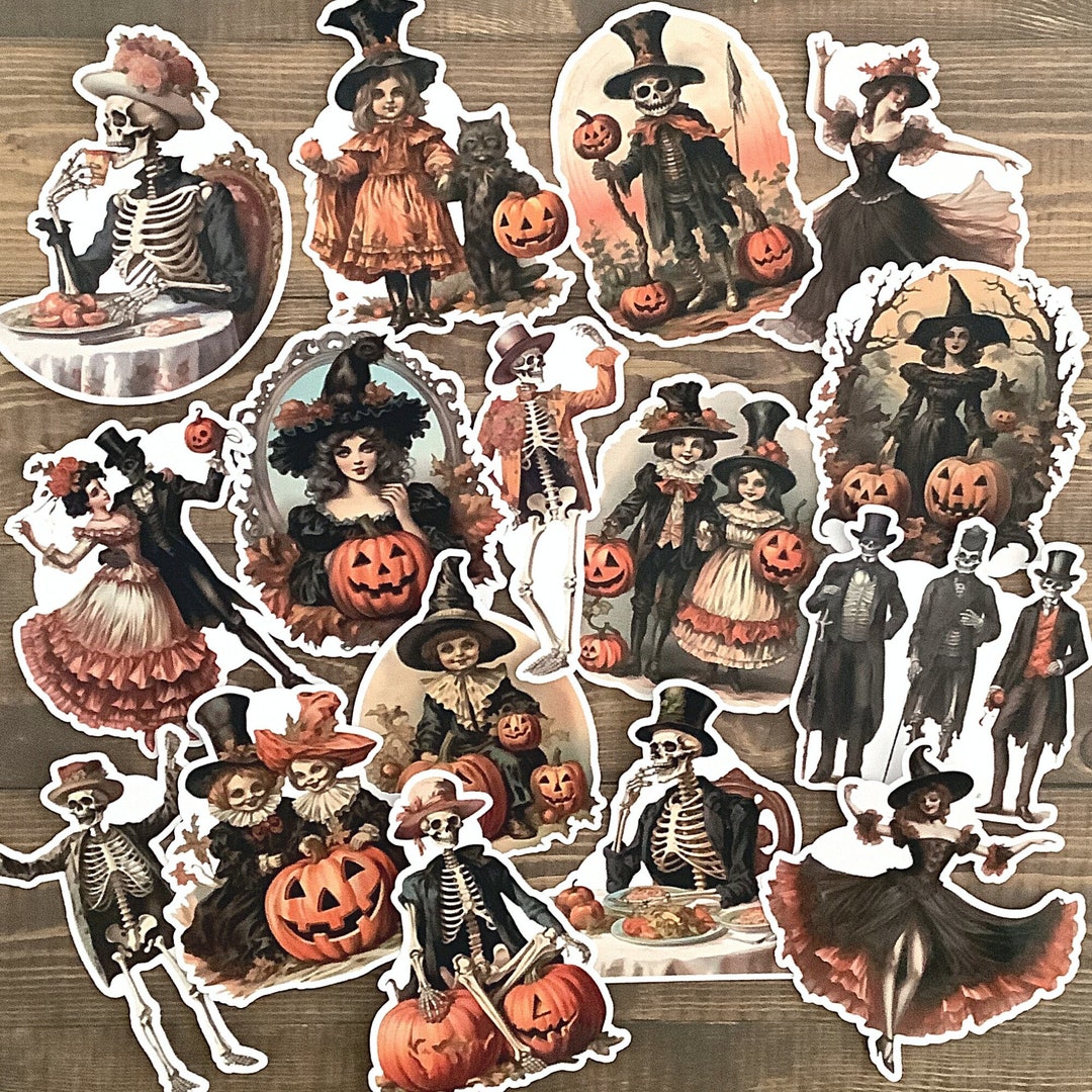 Victorian Halloween Sticker Pack, Junk Journal, Halloween Stickers ...