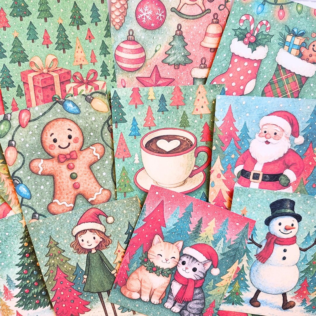 Christmas Junk Journal Paper, Scrapbook Paper, Journal Cards, Ephemera ...