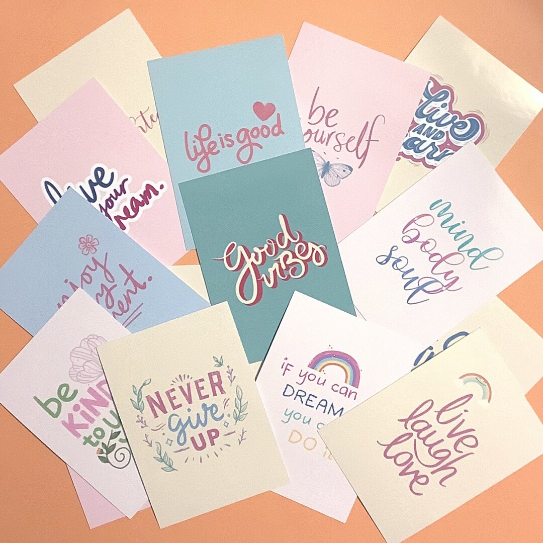 16 Piece Cute Pastel Positive Affirmations Card Stickers, Self Care ...