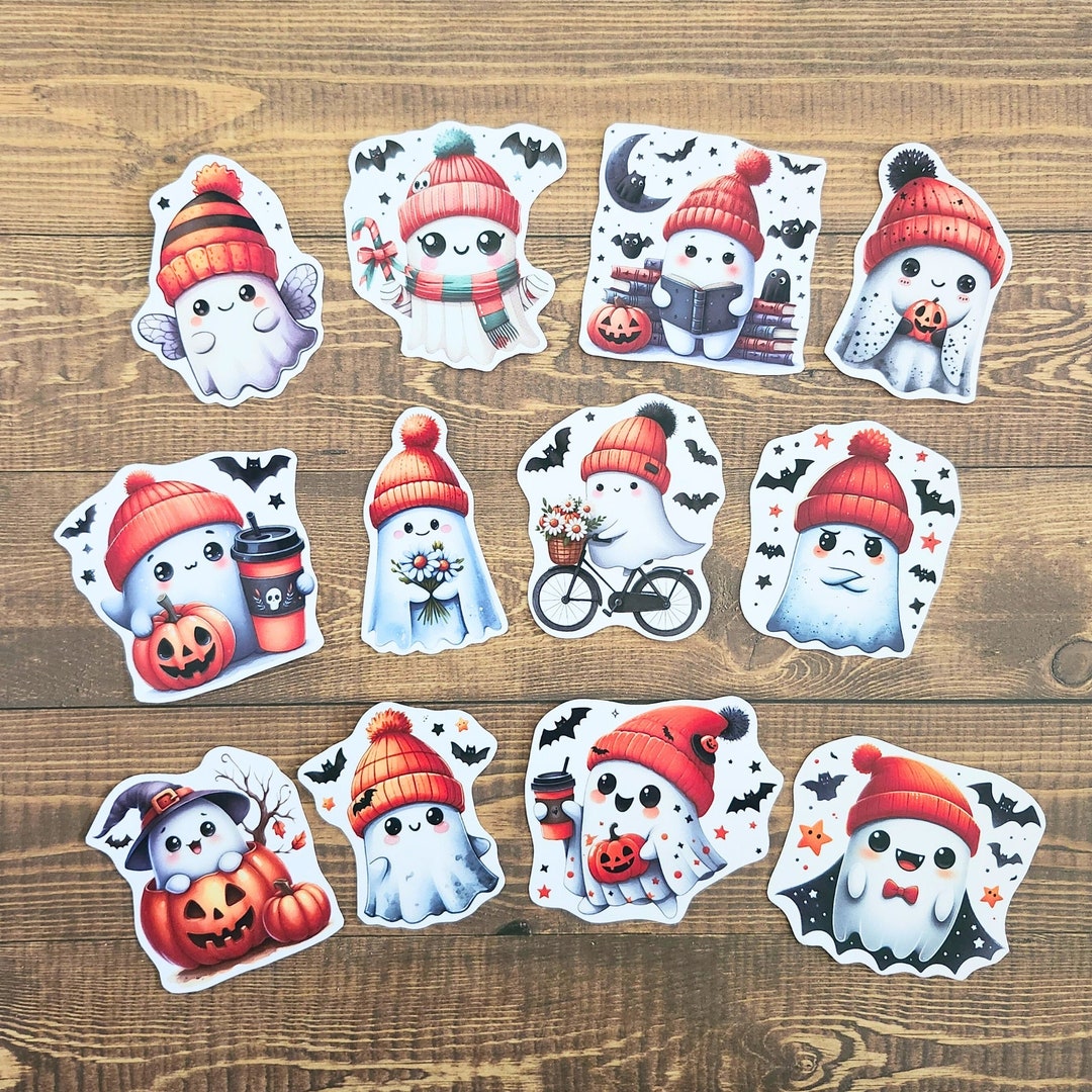 Cute Halloween Ghost Sticker Pack, Ghost Stickers, Halloween Stickers ...